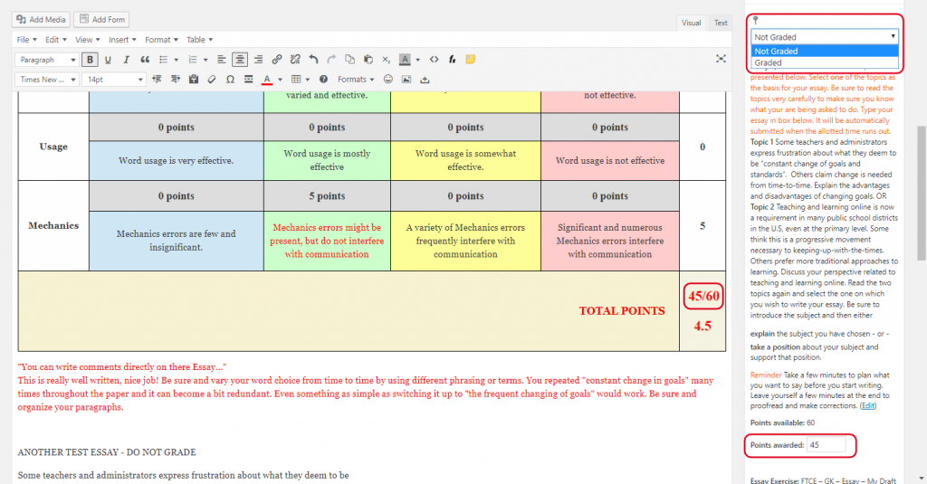 * Tutorials - Grading Essays - The Test Camp